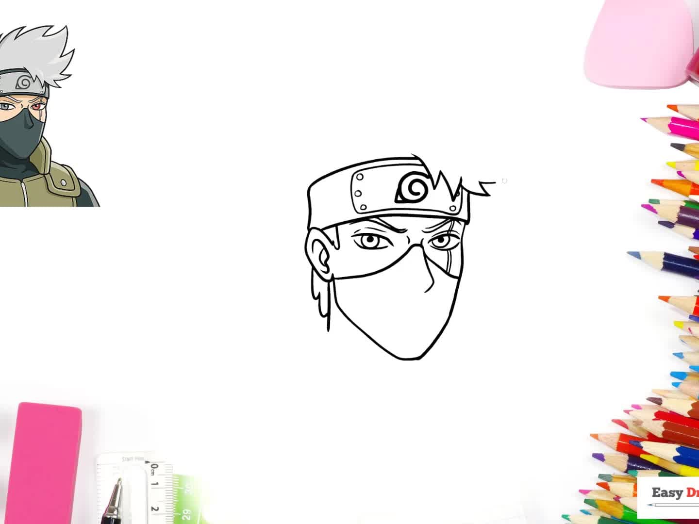 How To Draw Kakashi Easy Step By Step Naruto Characters Hi Everyone!