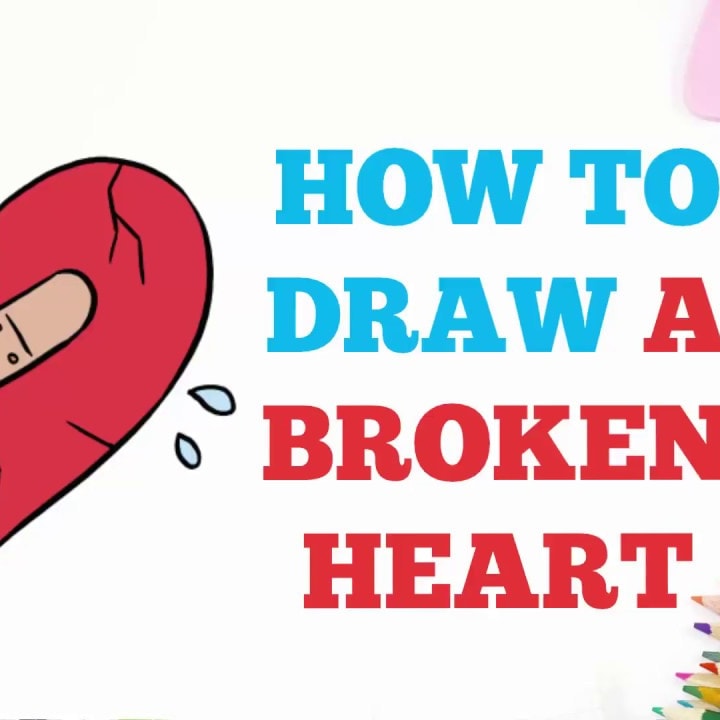 how to draw broken heart step by step