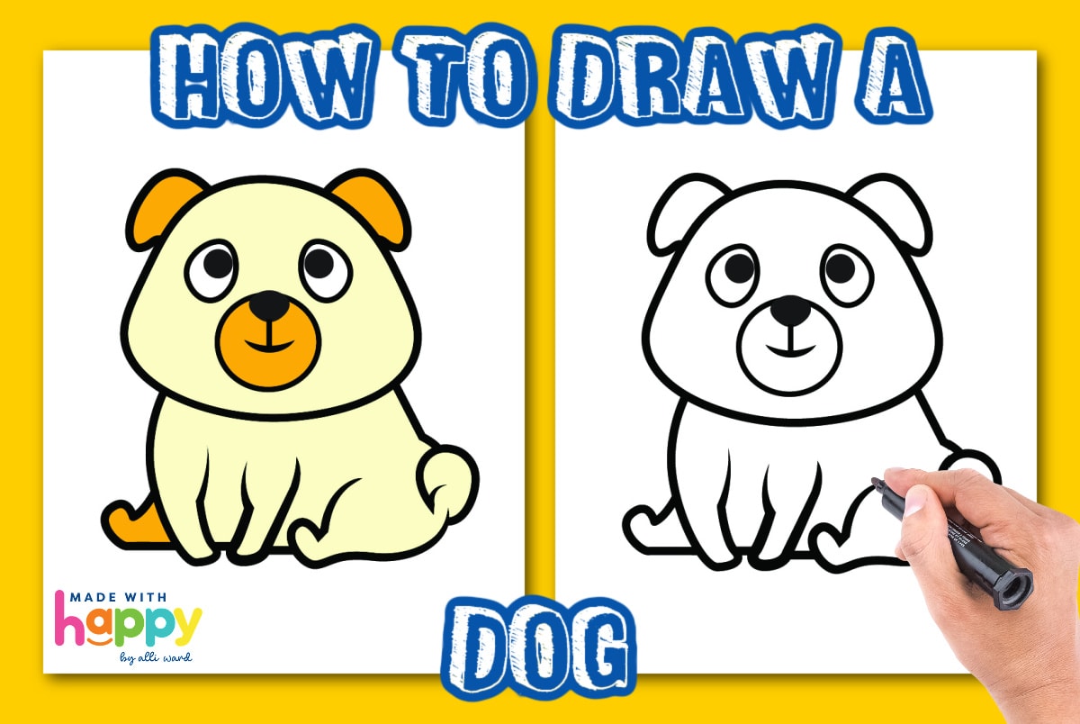 how to draw dog steps