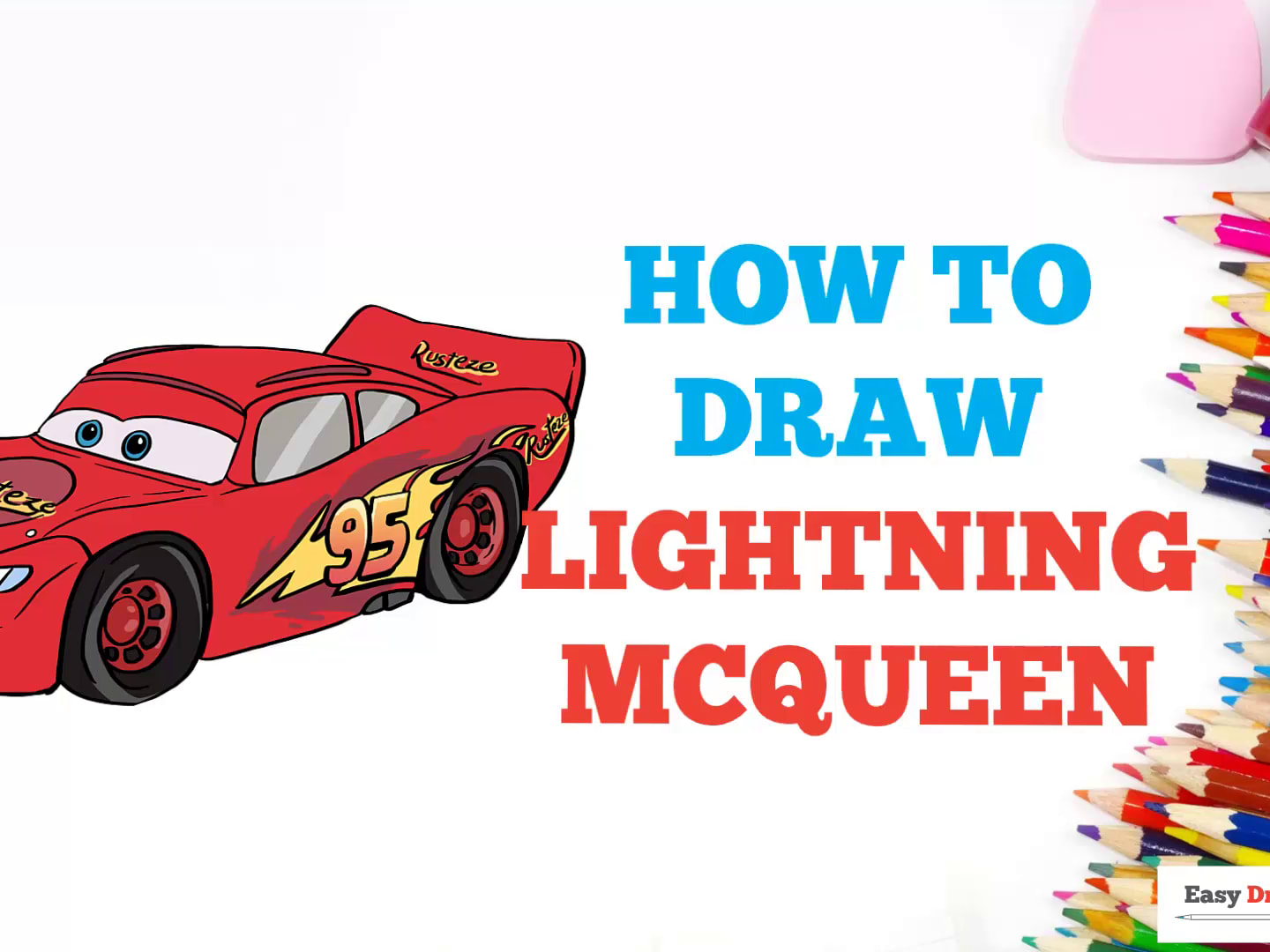 how to draw a cartoon lightning mcqueen