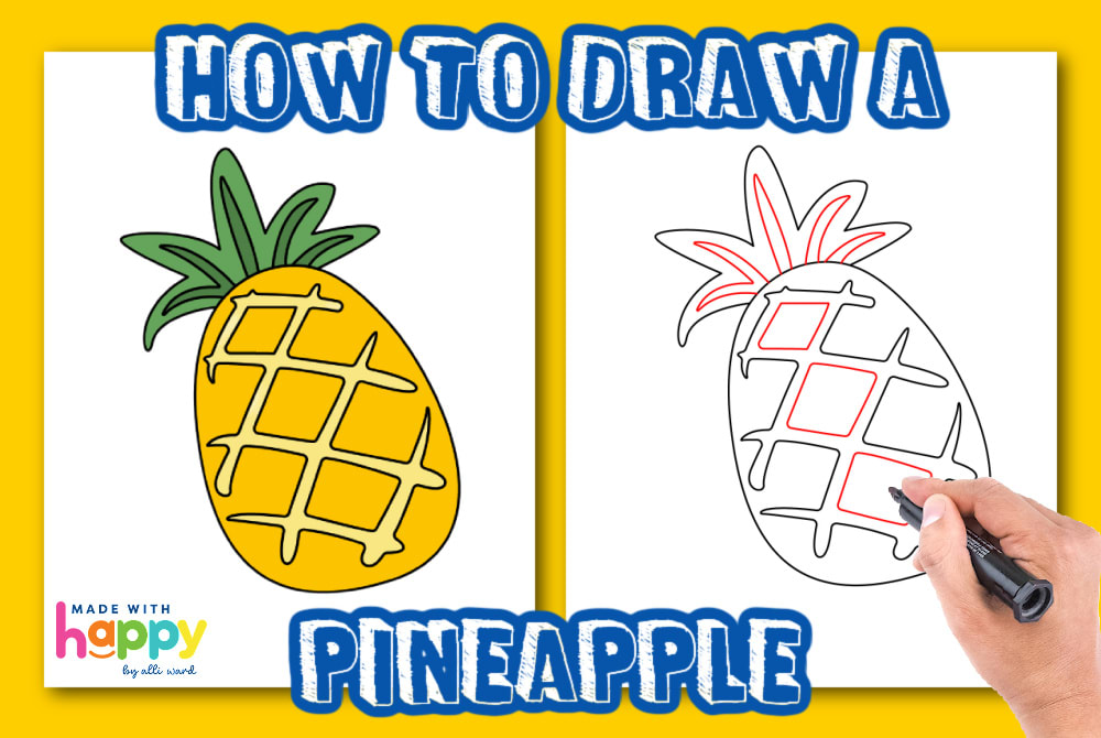 how to draw the leaves of a pineapple