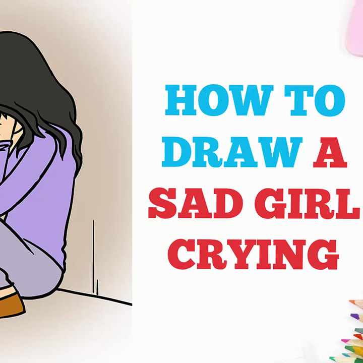 how to draw a sad girl step by step