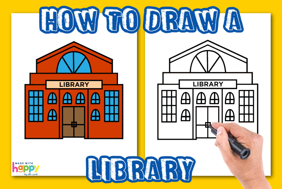 how to draw library book