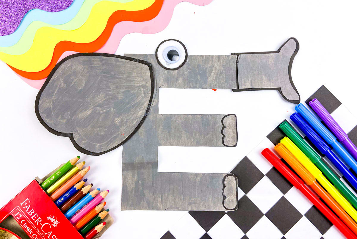 how to draw elephant from e