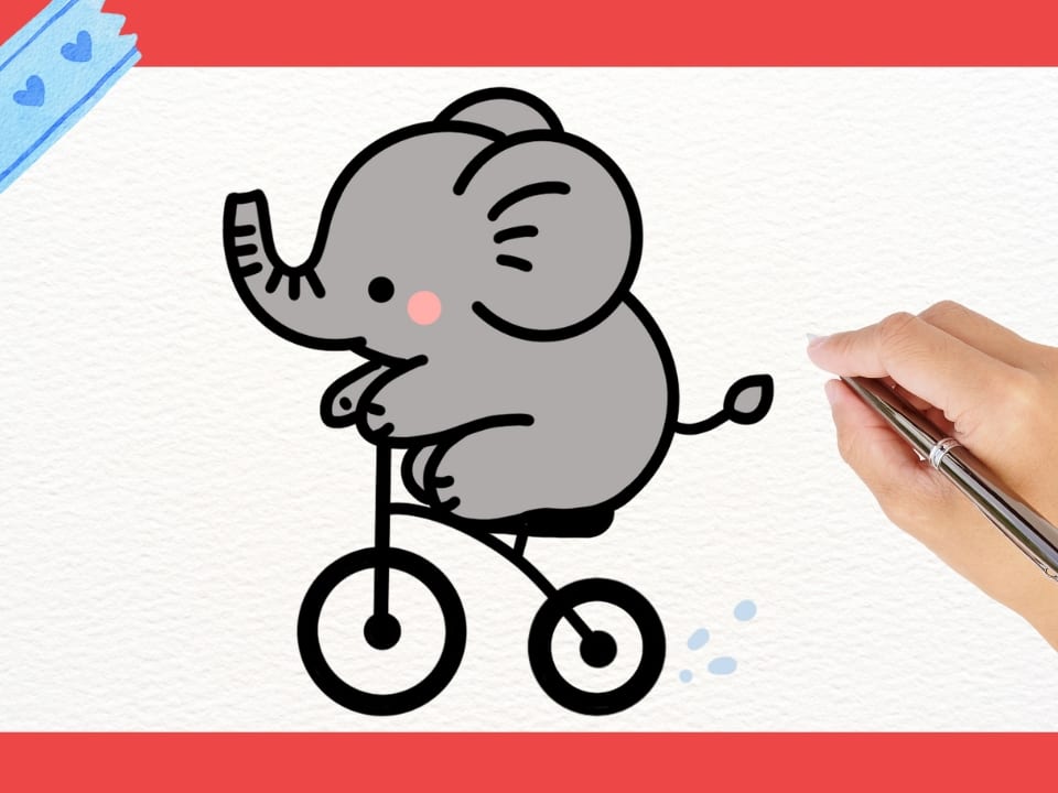 how to draw a elephant blowing bubbles