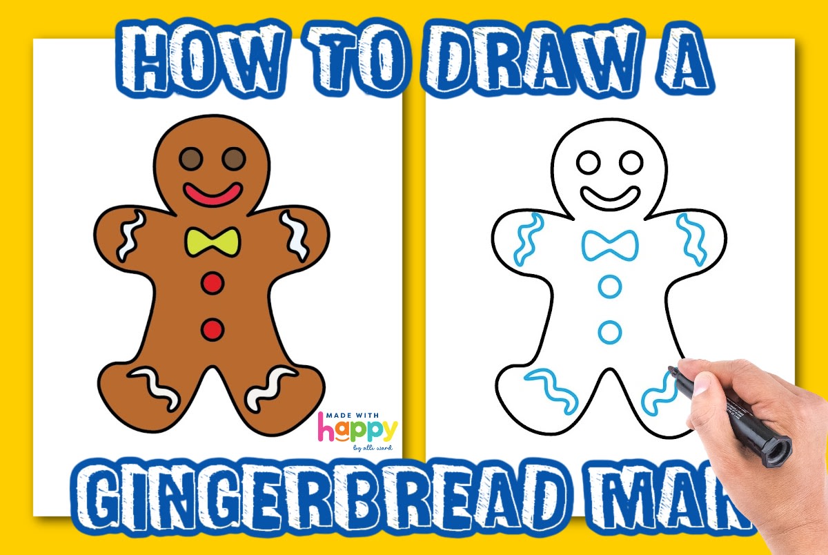 how to draw a gingerbread girl step by step