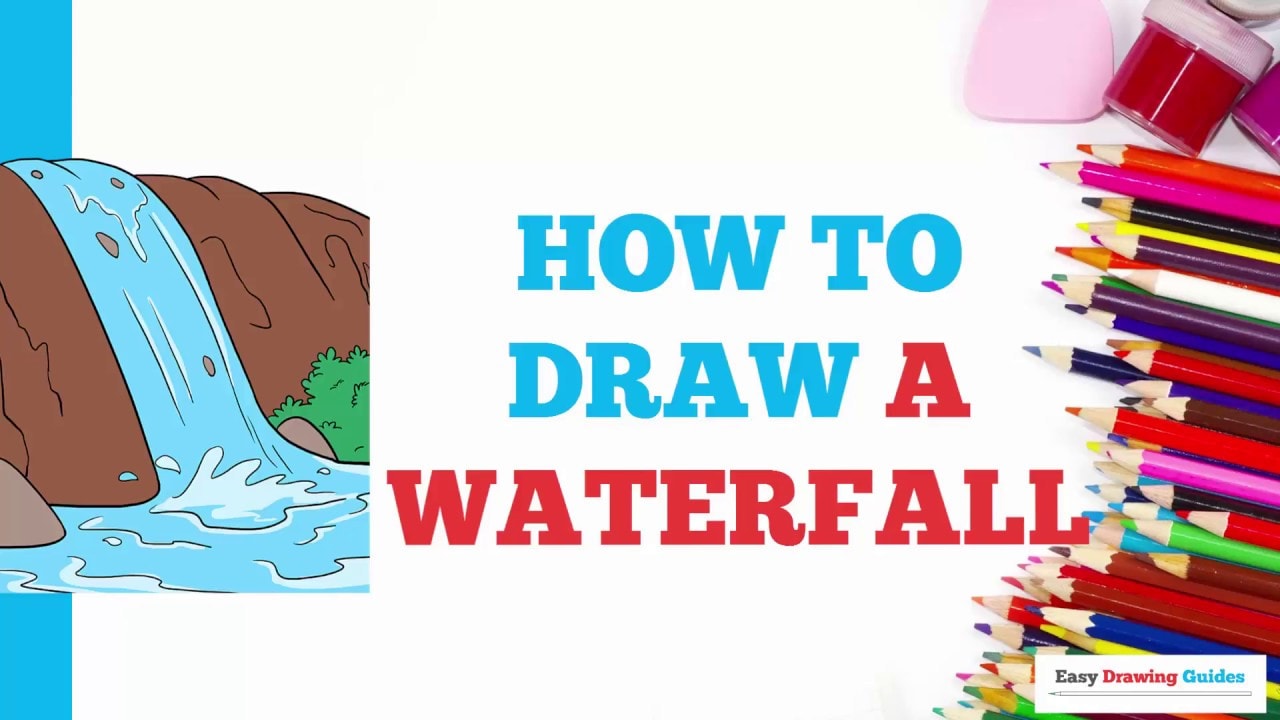 how to draw waterfall easy
