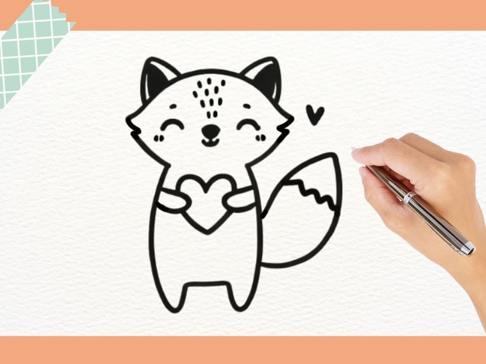how to draw fox sitting